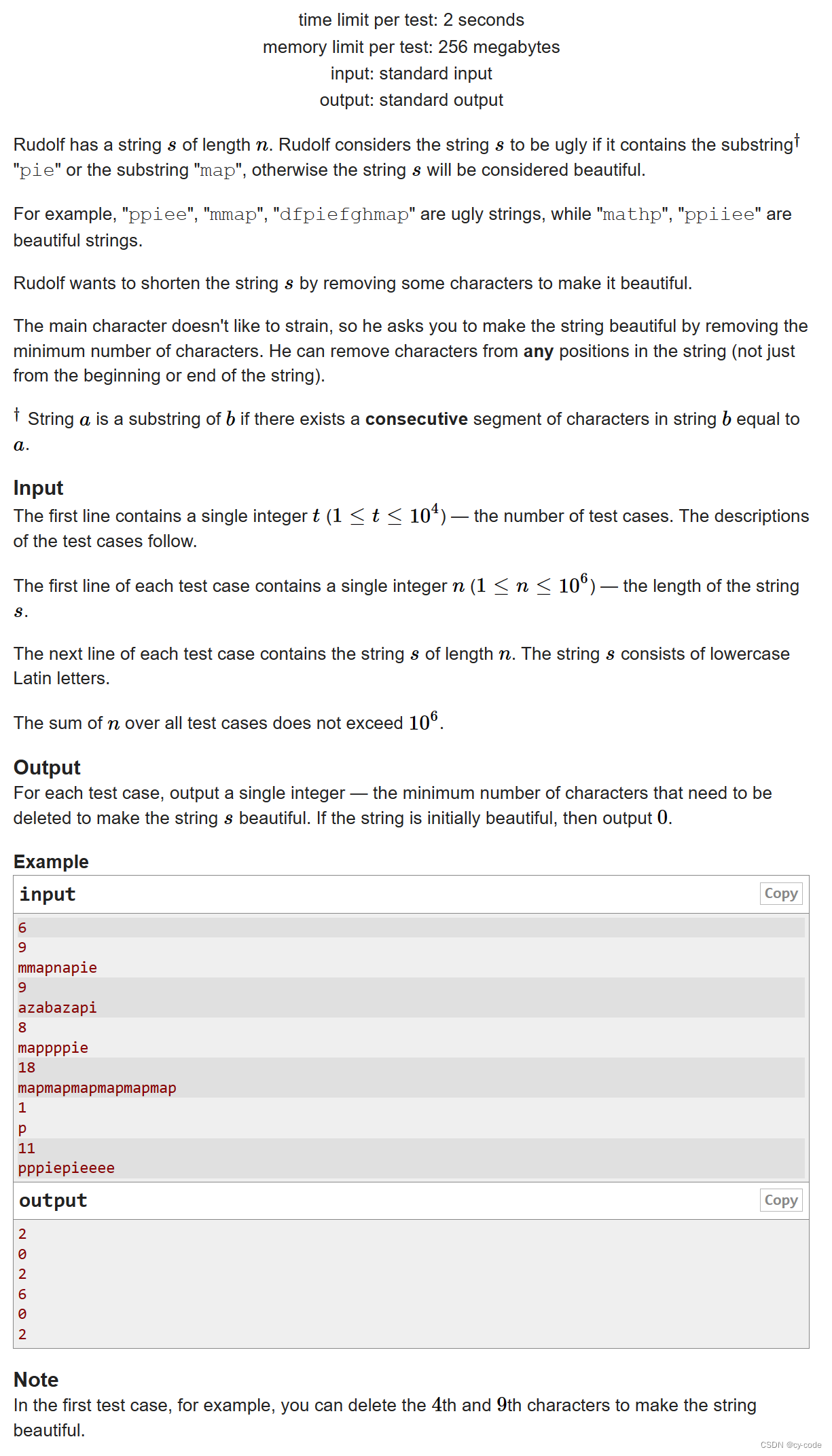 Codeforces Round 933 (Div. 3)C:Rudolf and the Ugly String-CSDN博客