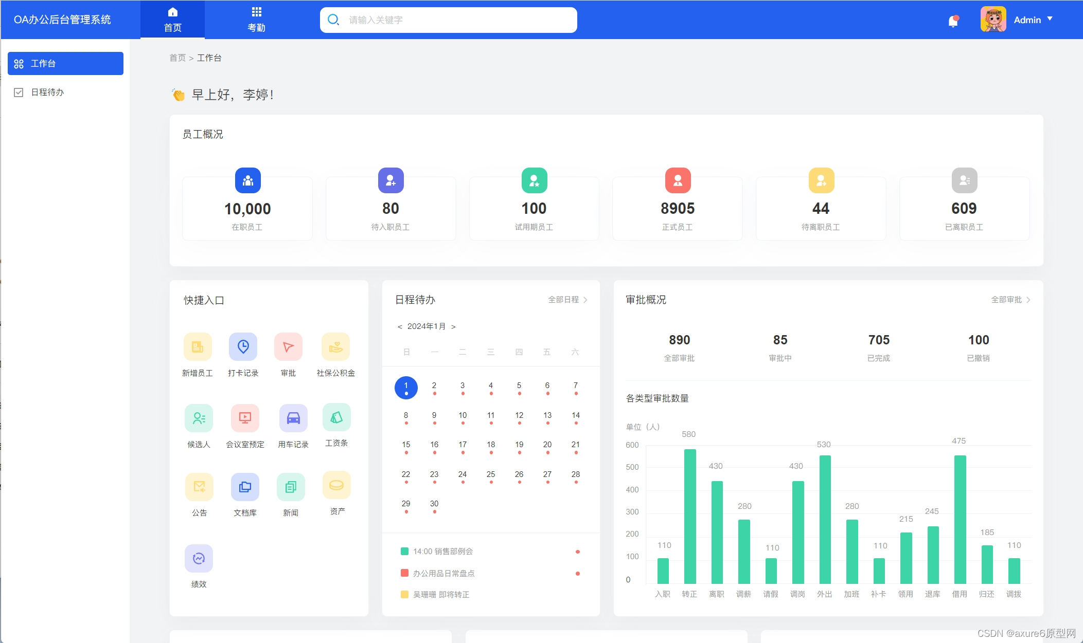 Web端OA办公后台管理系统（使用AxureRP设计）思路与效果分享_axure oa-CSDN博客