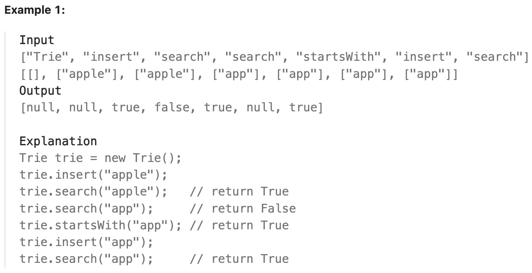 0208_Implement-Trie-Prefix_Tree【M】Trie 树（单词查找树、前缀树），含 insert、search 和 startsWith 方法：插入、判断指定前缀单词 ...