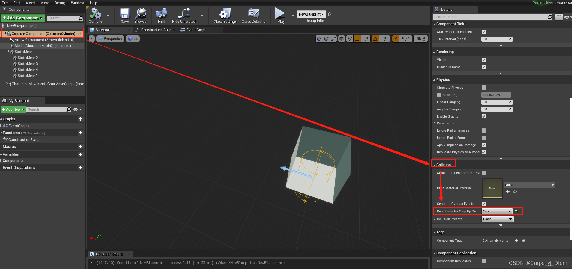 UE4 解决当角色走到一个物体上时会被弹开的问题_ue角色会被撞飞怎么办-CSDN博客