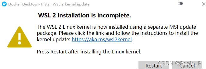 基于WSL2 的 Docker Desktop 启动时 Failed to set version to docker-desktop: exit code: -1的解决方法_docker ...