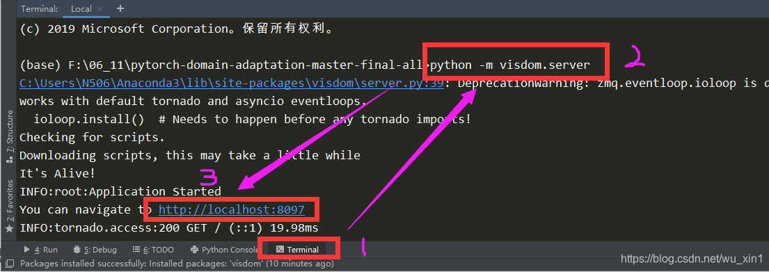 pytorch专属可视化入门：visdom （pycharm上操作）_visdom怎样才算运行成功?-CSDN博客