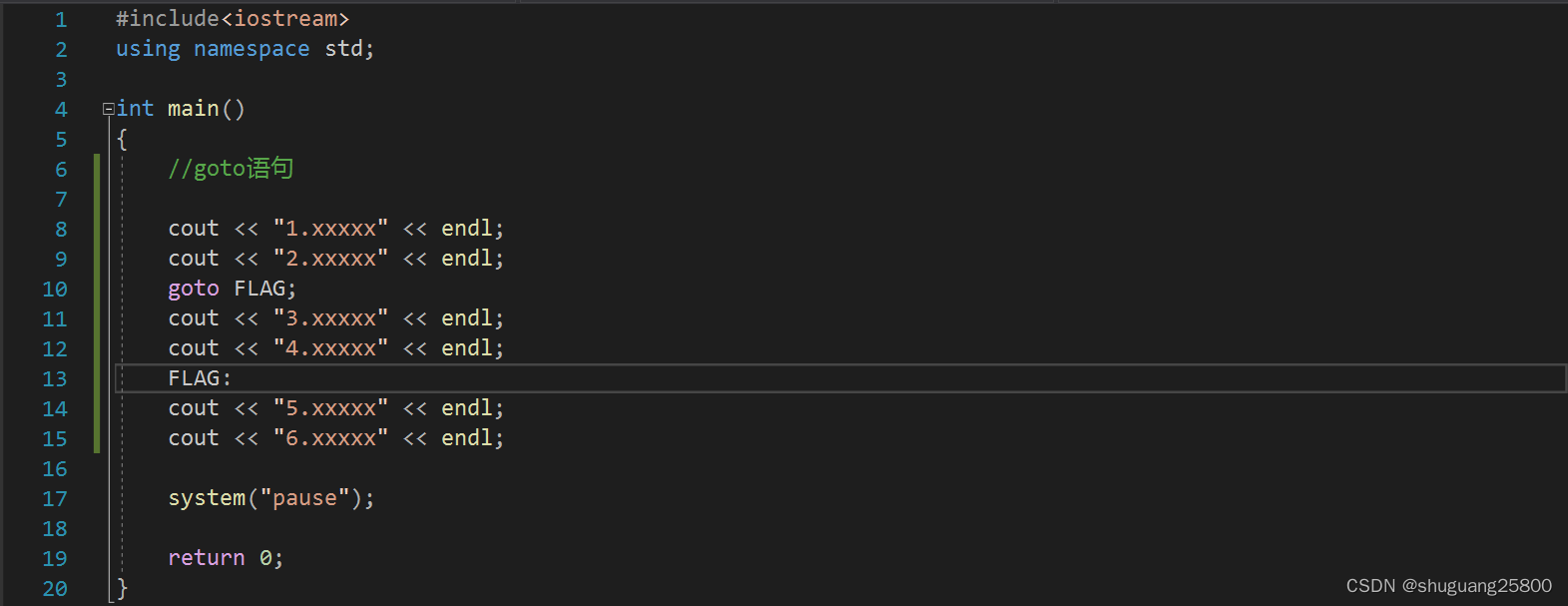 C++中的程序流程结构——跳转语句——goto语句_c++ goto-CSDN博客