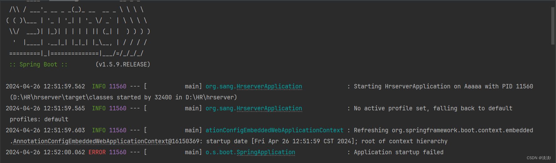 o.s.boot.SpringApplication : Application startup failed_o.s.boot.springapplication : application ...