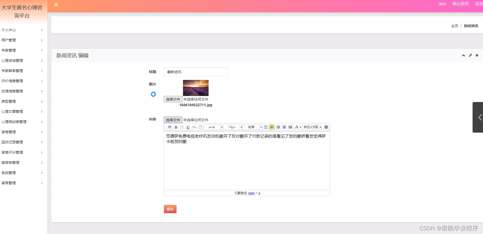 毕设项目：大学生匿名心理咨询平台jspjavaspringmvcmysqlmybatis基于java技术的大学生心理咨询系统的设计和开发图片 Csdn博客