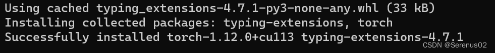ERROR: Could not find a version that satisfies the requirement typing-extensions (from torch ...