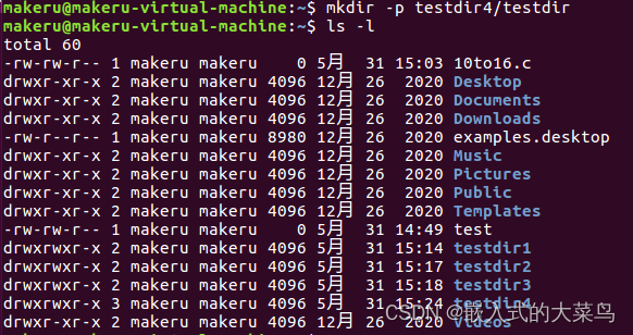 Linux基本命令的使用（mkdir rmdir rm）_mkdir嵌套创建-CSDN博客