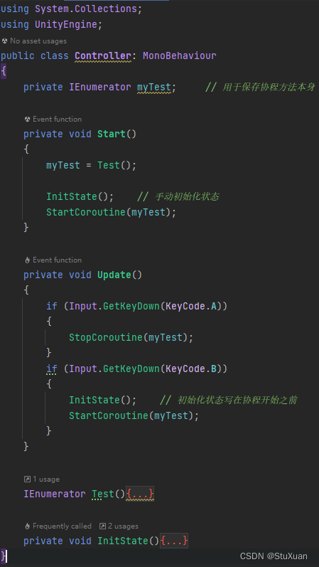 Unity协程 Start Stopcoroutine 结束协程和再次启动协程存在的问题和解决方案 Unity Stopcoroutine Csdn博客