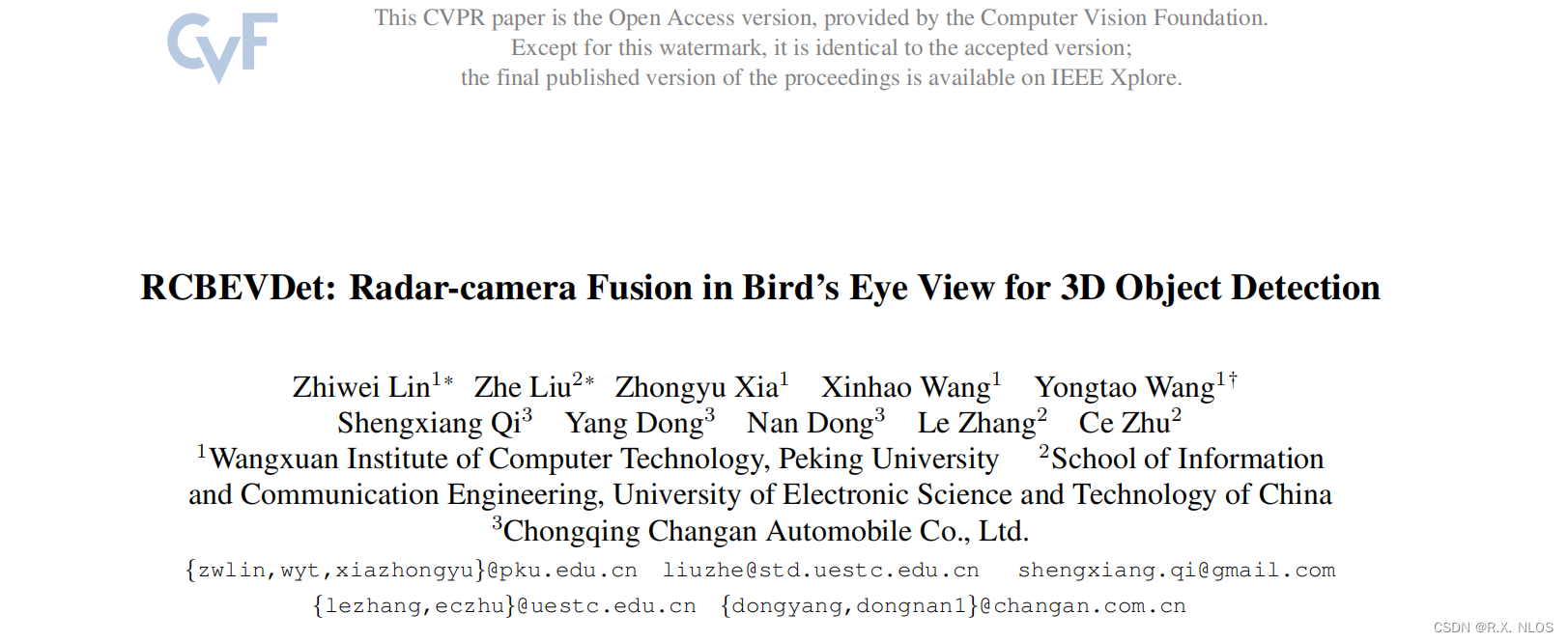论文速览 | CVPR 2024 | RCBEVDet: Radar-camera Fusion in Bird‘s Eye View for ...