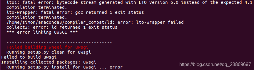 fatal error: bytecode stream generated with LTO version x.0 instead of the expected x.x_vcs ...