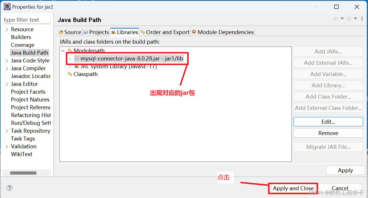 eclipse导入jar包的方法—导入mysql-connector-java-8.0.28为例_mysql-connector-java-8 ...