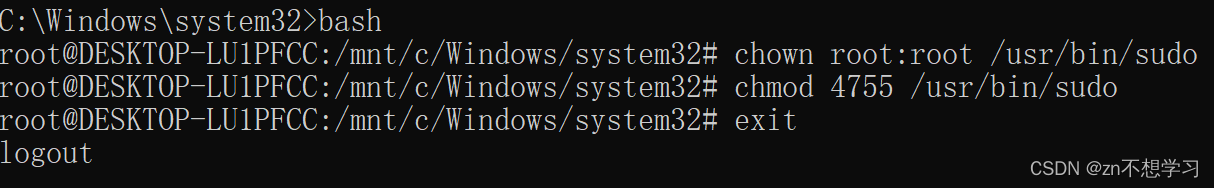 windows下Linux系统(WSL)sudo报错：sudo: /usr/bin/sudo must be owned by uid 0 and have the setuid bit ...
