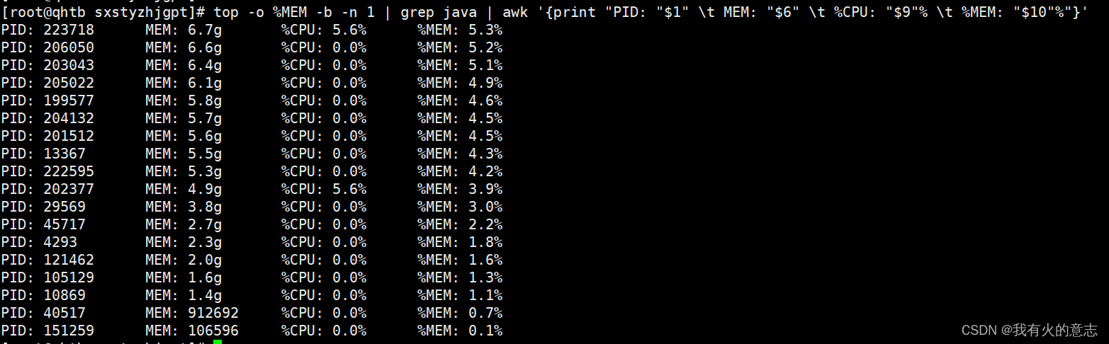 Linux查询java服务占用的内存linux查看java占用内存 Csdn博客