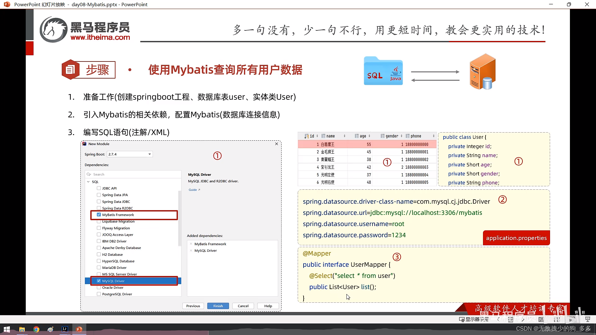 Mybatis入门之在基于springboot的框架下拿到mysql中数据springboot怎么拿到mysql中某一列的值 Mybatis