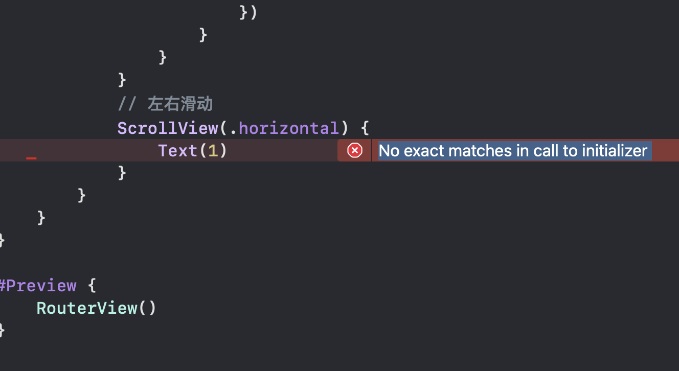 ScrollView组件No exact matches in call to initializer_swift no exact matches in call to ...