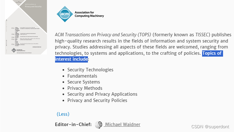 【期刊】ACM Transactions on Privacy and Security-CSDN博客