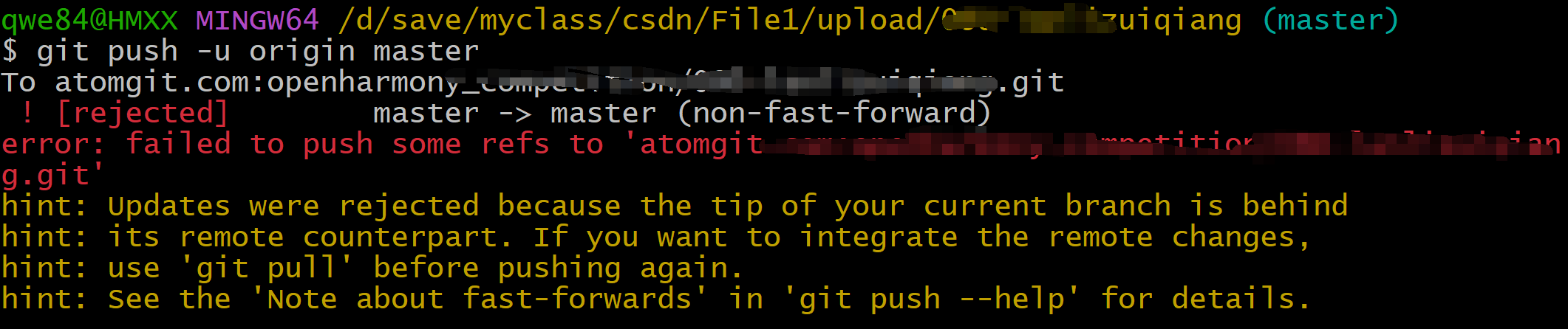 git修改提交路径以及强制提交——异常：error: remote origin already exists.与异常：error: failed to push some refs to的 ...