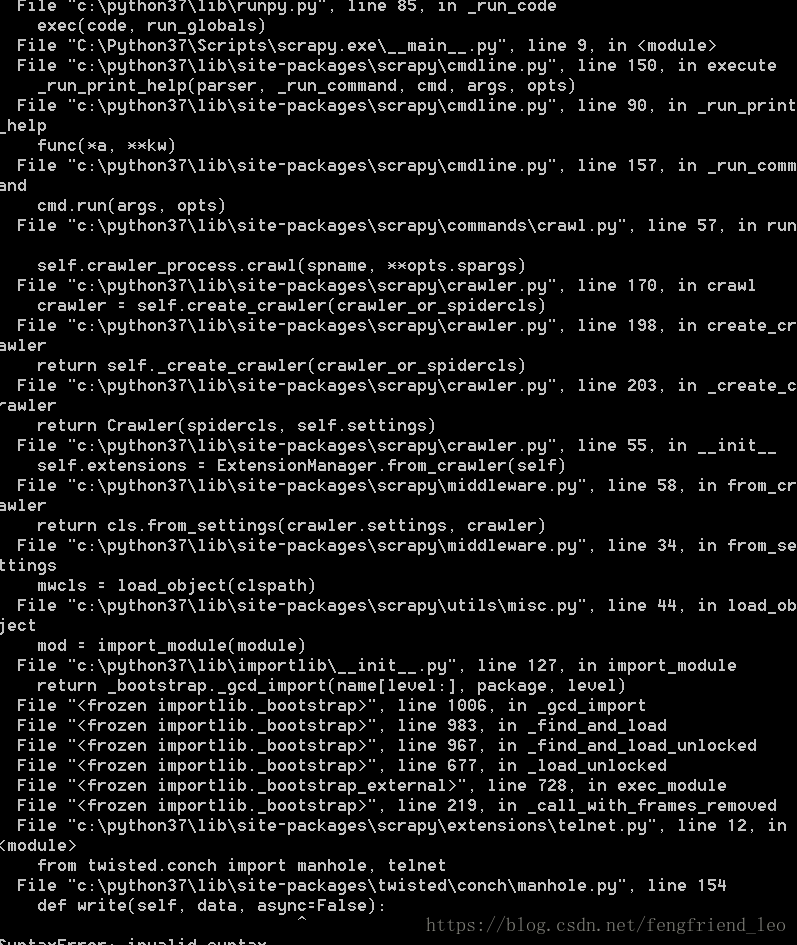 Scrapy crawl 爬虫运行出错解决方法_scrapy crawl 报错-CSDN博客