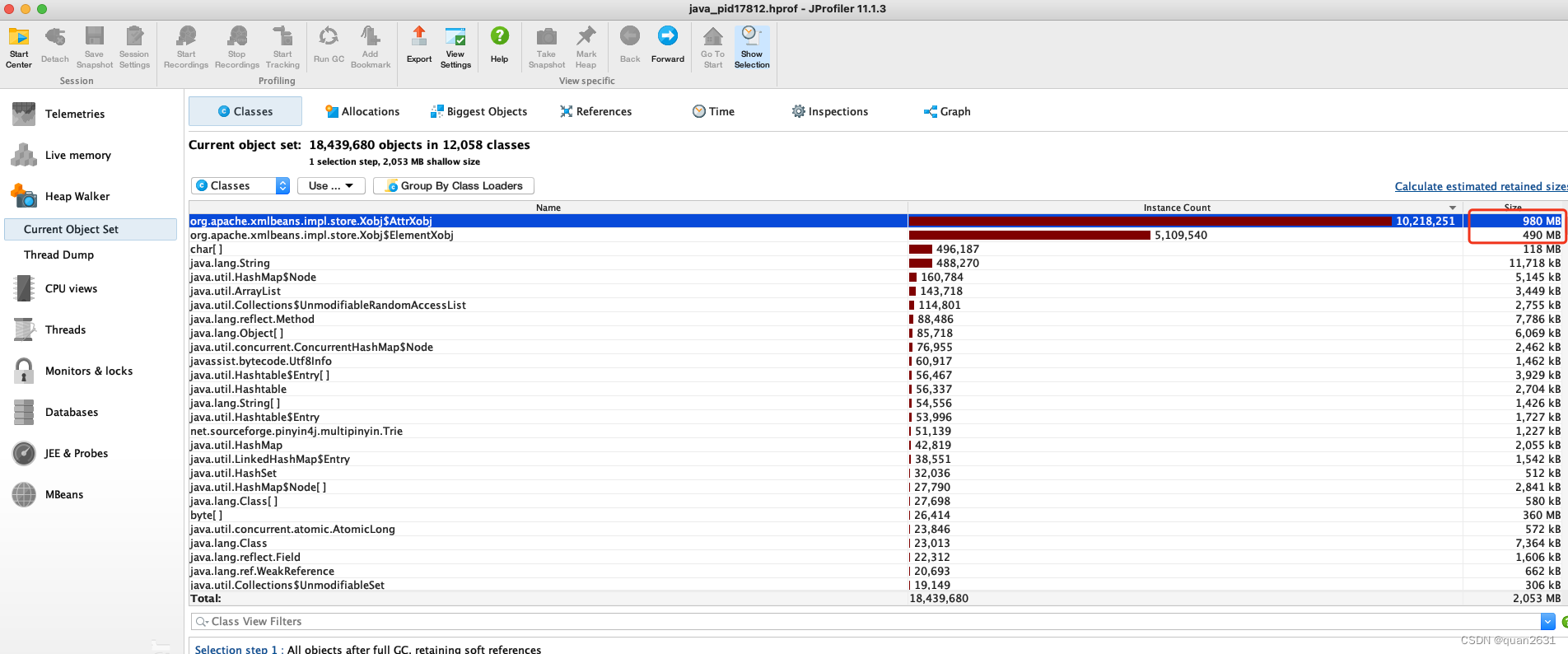 记录一次内存溢出_org.apache.xmlbeans.impl.store.xobj$attrxobj-CSDN博客
