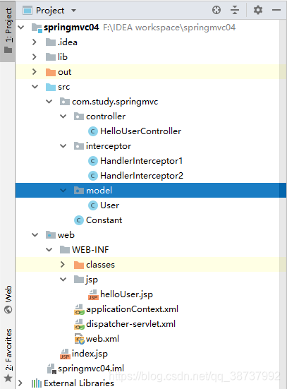 SpringMVC 拦截器 工程实例（IntelliJ IDEA）_intellj idea handlerinterceptor-CSDN博客