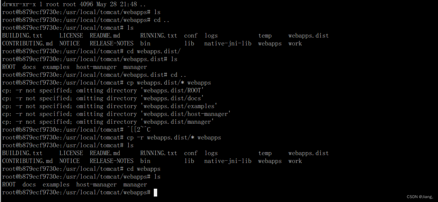 docker tomcat ，把webapps.dist里面的全部文件 复制到 webapps下面就行。-CSDN博客