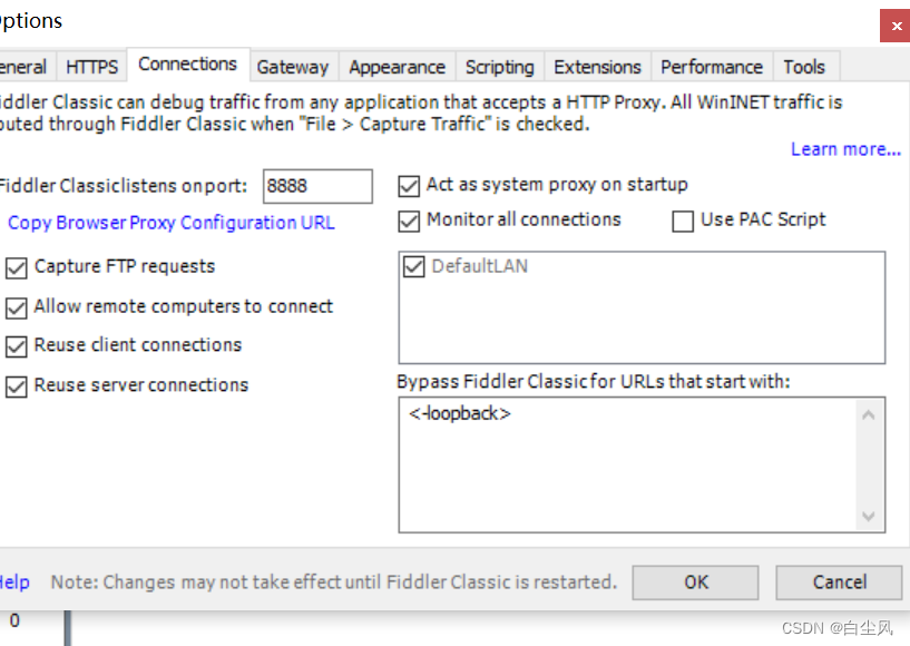 安装fiddler 出现The system proxy was changed. Click to reenable capturing问题（用户之前安装过easyconnect软件 ...