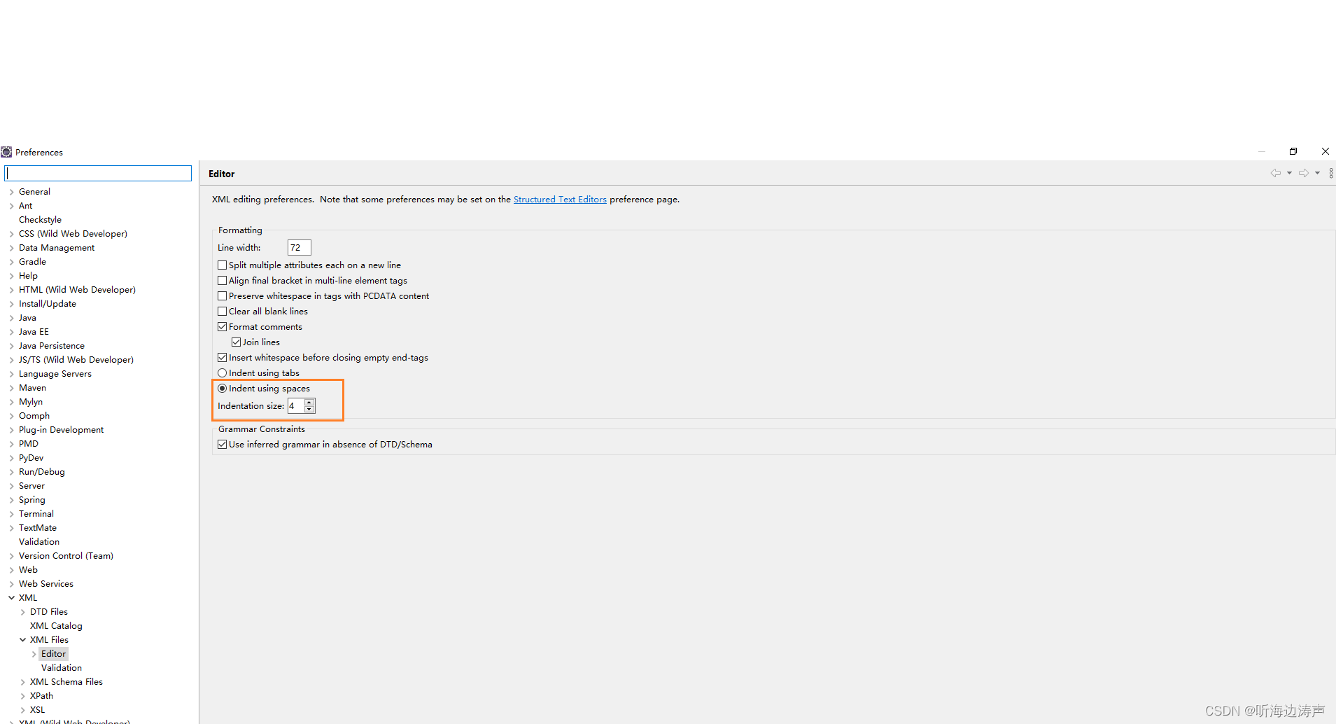 在eclipse中将xml文件中的tab替换为空格_eclipse xml tab-CSDN博客