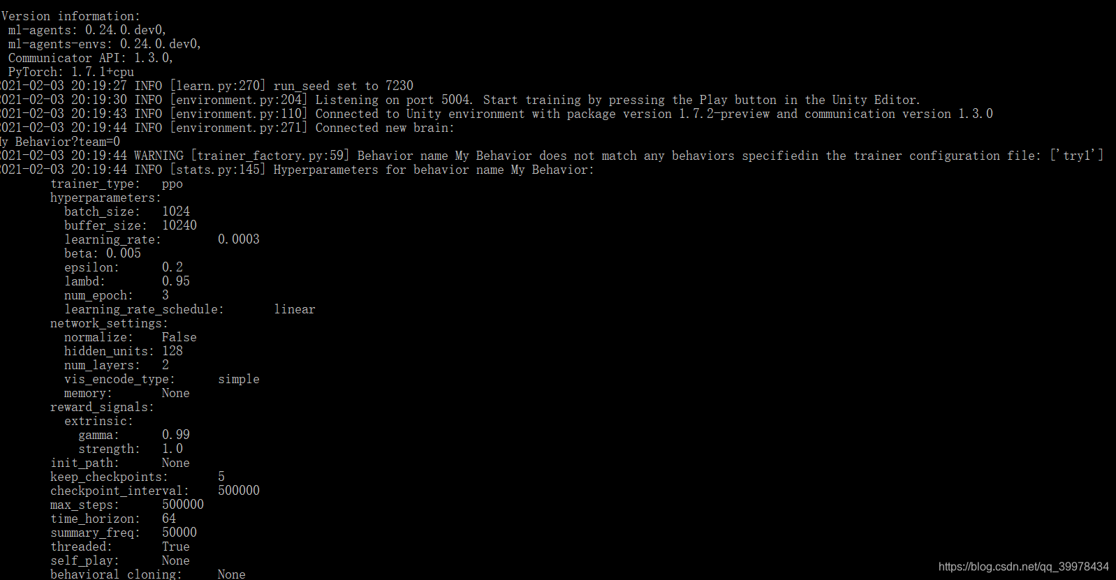 ML-Agents + PyTorch遇到的问题_mlagents.trainers.exception.unitytrainerexception:-CSDN博客