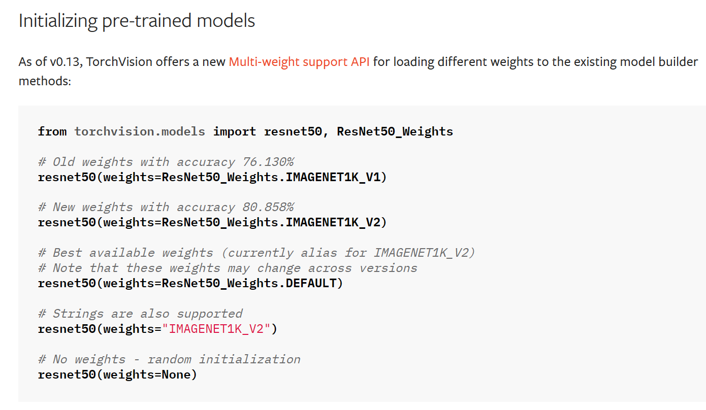 torchvision的models不再含pretrained参数，转而由weights代替_torchvision pretrained-CSDN博客