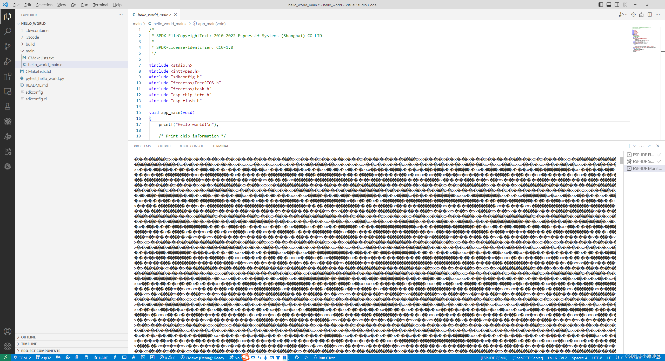 Esp32 C3入门教程 问题篇⑱——vscode Esp Idf Monitor Device 波特率不对导致乱码esp32 C3入门教程
