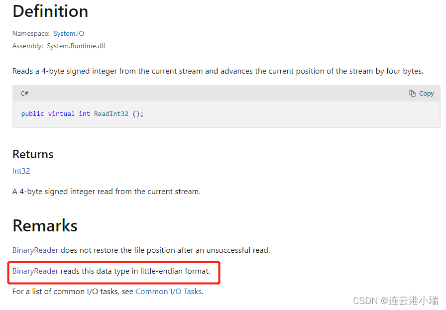C# BinaryReader的ReadInt32大小端问题-CSDN博客