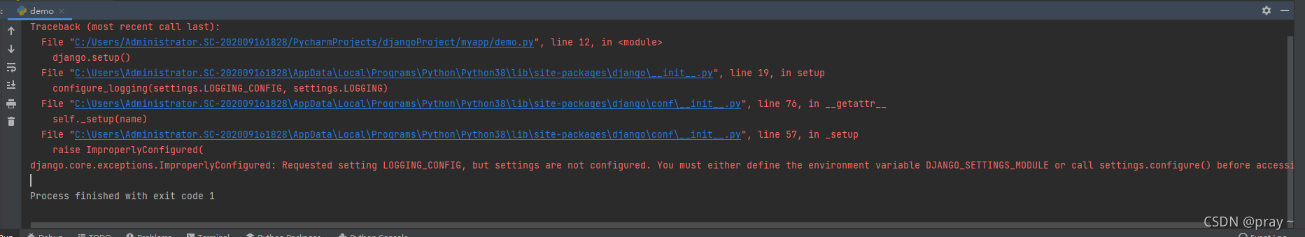 django调试问题django.core.exceptions.ImproperlyConfigured-CSDN博客