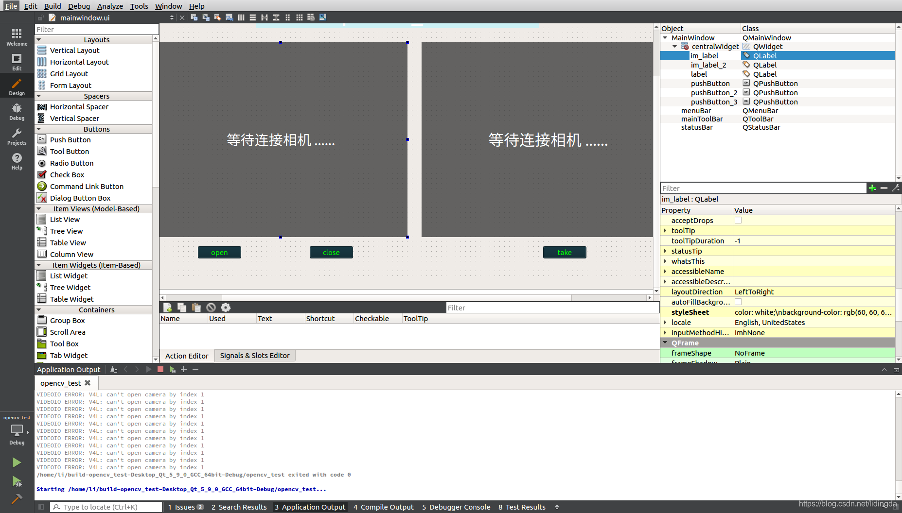 笔记2：openCV打开摄像头显示到QT的QLabel--Ubuntu系统_cv2.imshow显示在qt-CSDN博客