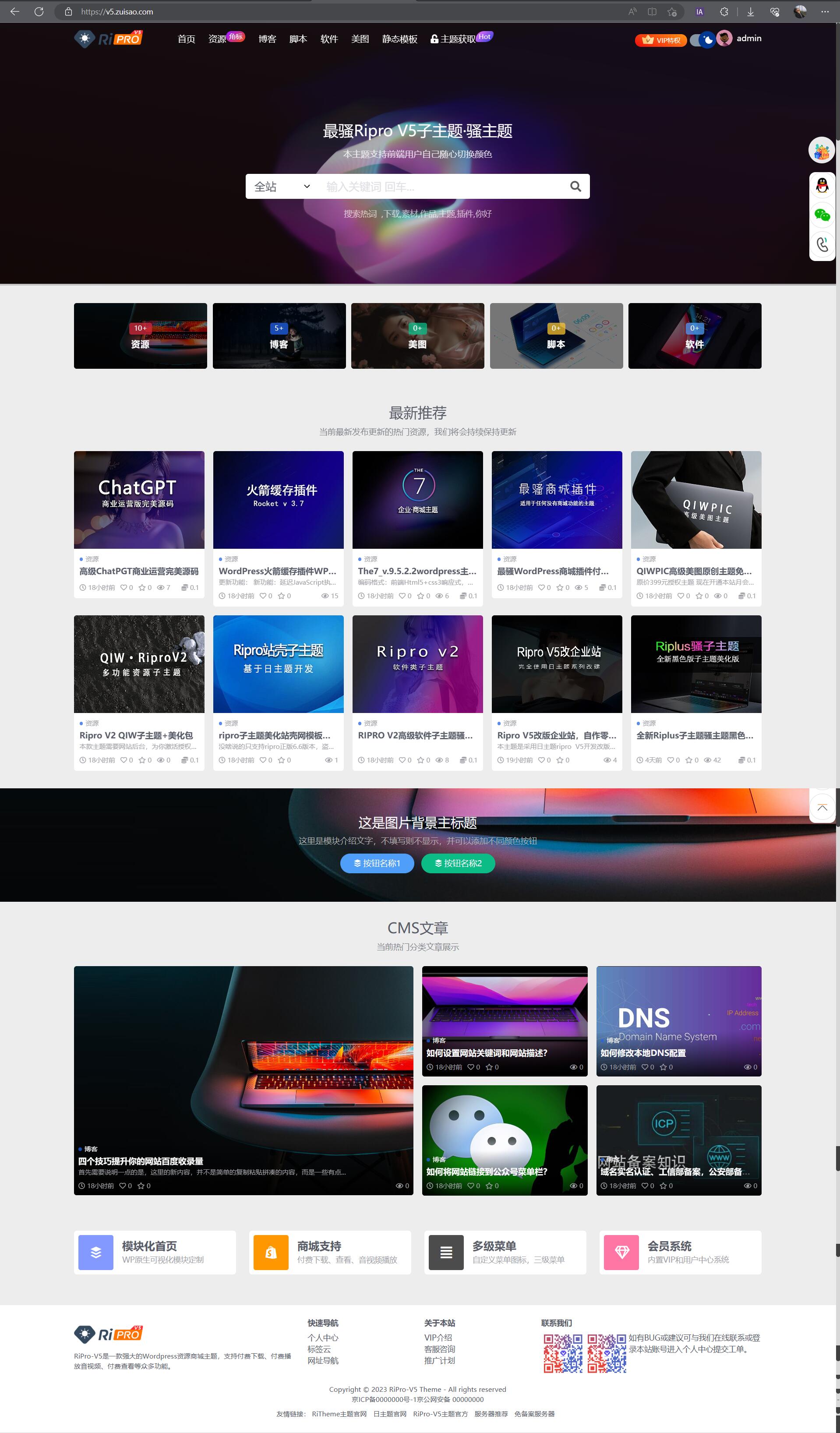 Ripro v5子主题骚主题轻量版5.8版本全新_riprov5美化-CSDN博客