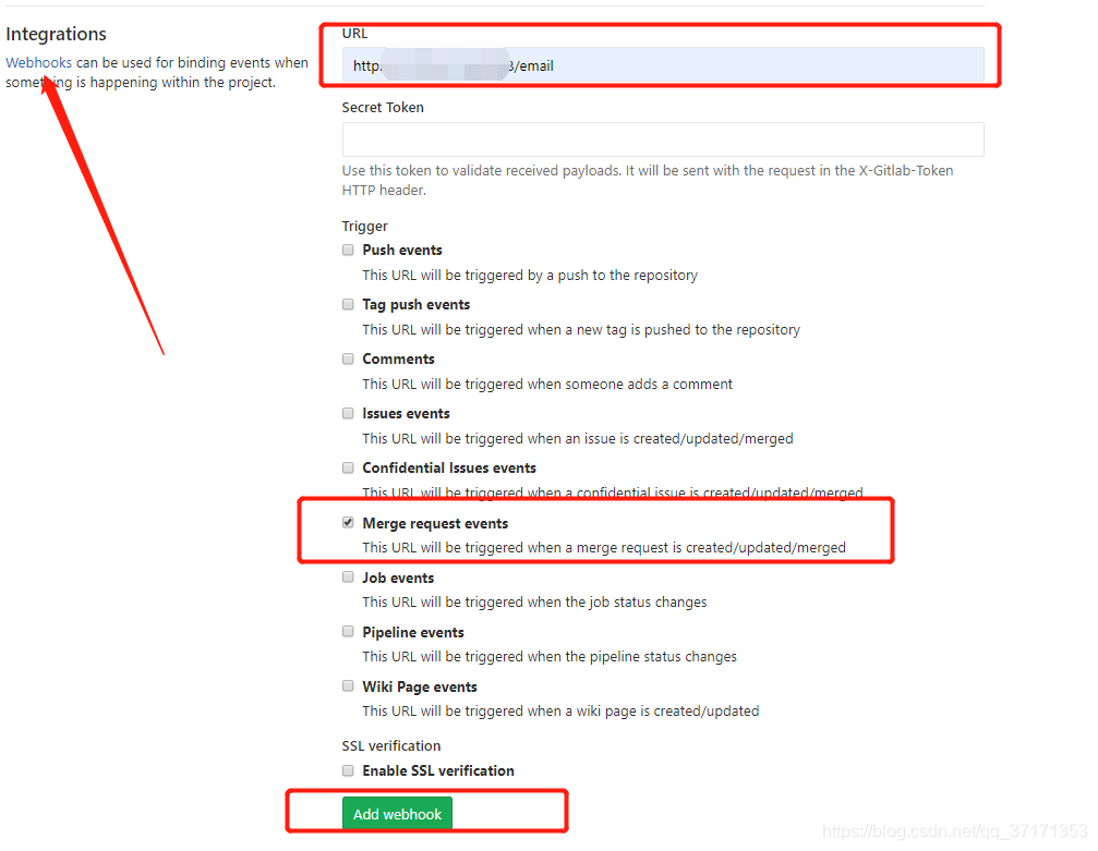 Gitlab配置webhook监听其他分支merge到主分支_gitlab webhook trigger merge-CSDN博客