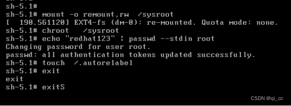 红帽系统Redhat忘记密码重置root密码_redhat密码忘了怎么办-CSDN博客