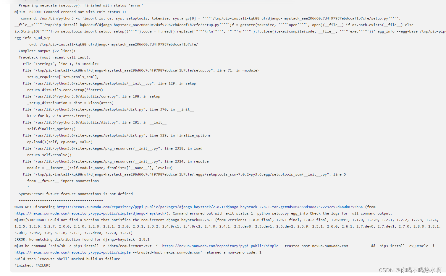关于pip安装包异常 No matching distribution found for setuptools_scm_no matching distribution found for ...