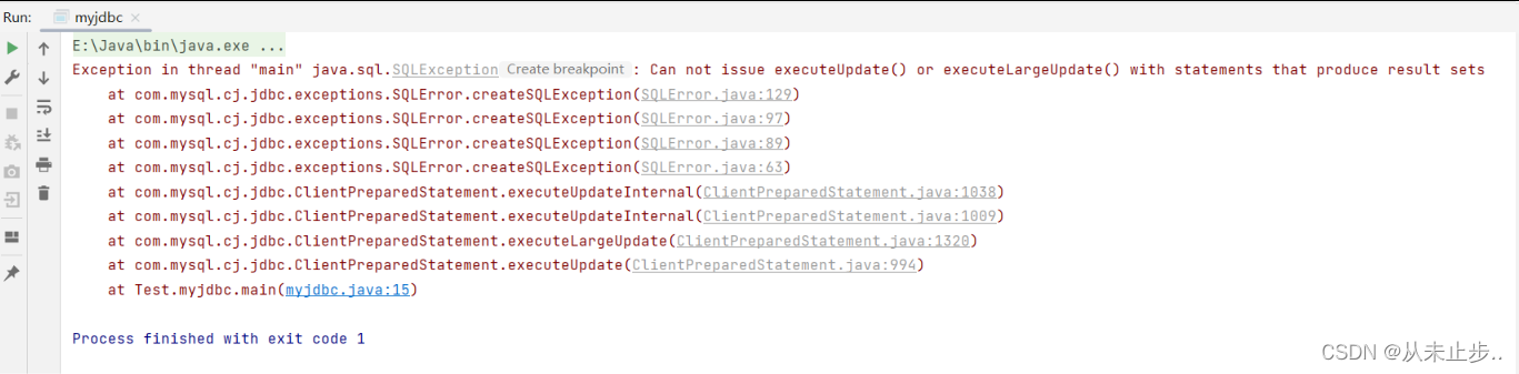 解决Can not issue executeUpdate() or executeUpdate() with statement that produce result sets问题 ...