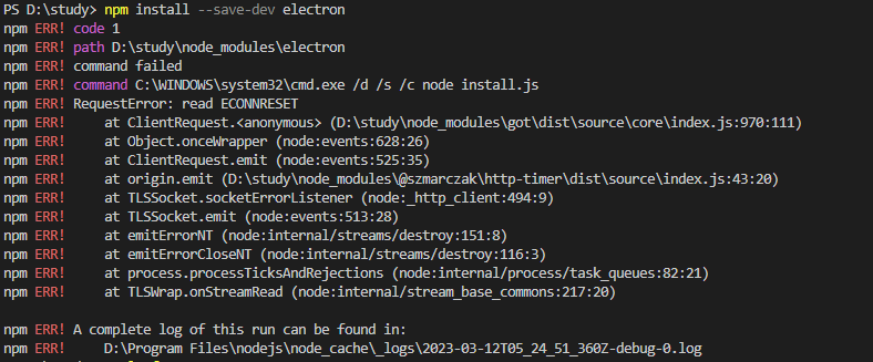 electron 安装失败 RequestError: read ECONNRESET-CSDN博客