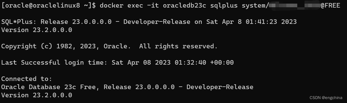 Docker 运行 Oracle Database Free Release 23c (23.2.0.0)_oracle database 23c docker-CSDN博客