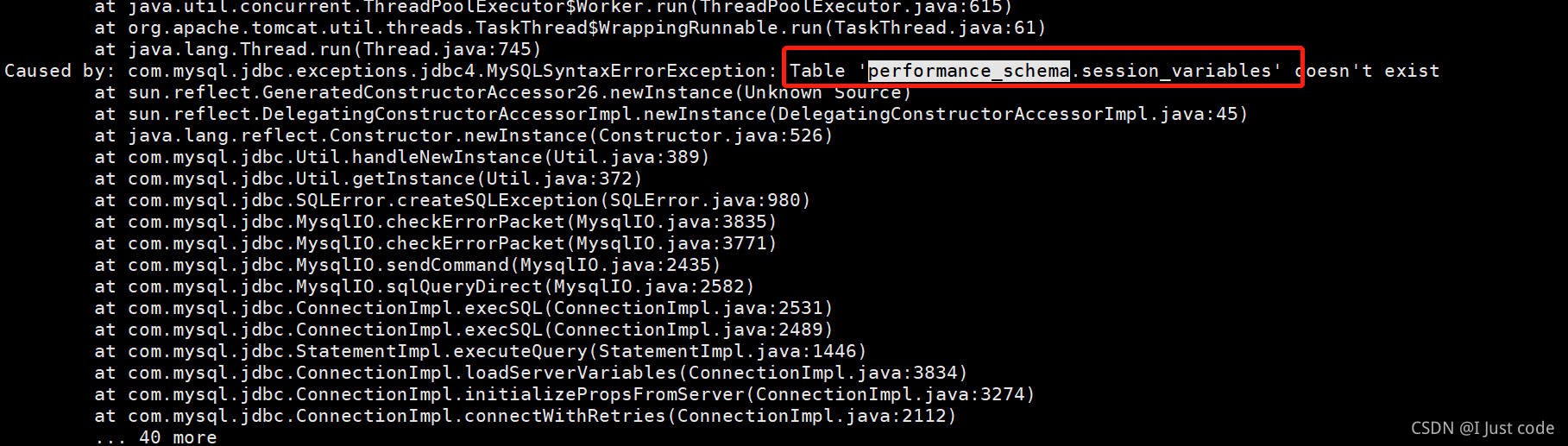 解决mysql获取连接报Table ‘performance_schema.session_variables’ doesn’t exist错误_tableperformanceschema ...