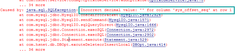 mysql inser decimal_java.sql.SQLException: Incorrect decimal value: '' for column 'sys_offset ...