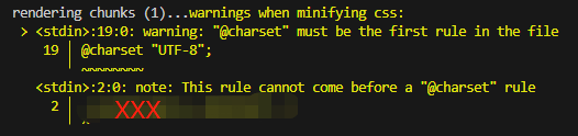 Vue3 - 报错 warnings when minifying css: warning: “@charset“ must be the first rule in the file ...