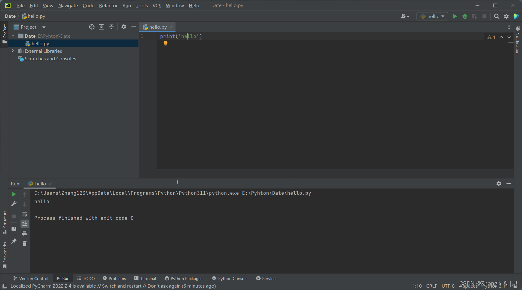 Python入门 开发环境的搭建、安装python解释器idle。 2、编写hello World小程序。 3、编写入门小程序py