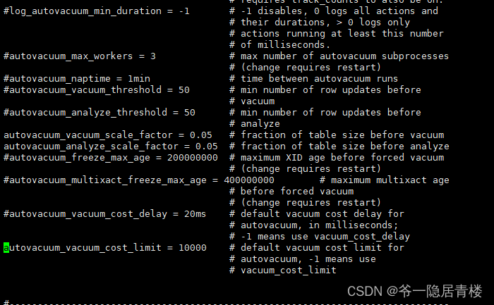 PGSQL 设置autovacuum_postgresql 设置autovacuum的执行规则-CSDN博客