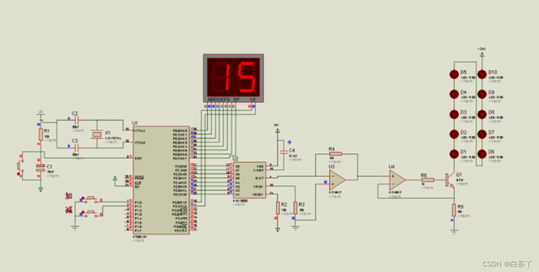 基于51单片机的LED亮度控制【DAC0832,数码管】（仿真）_通过dac0832控制 led-CSDN博客
