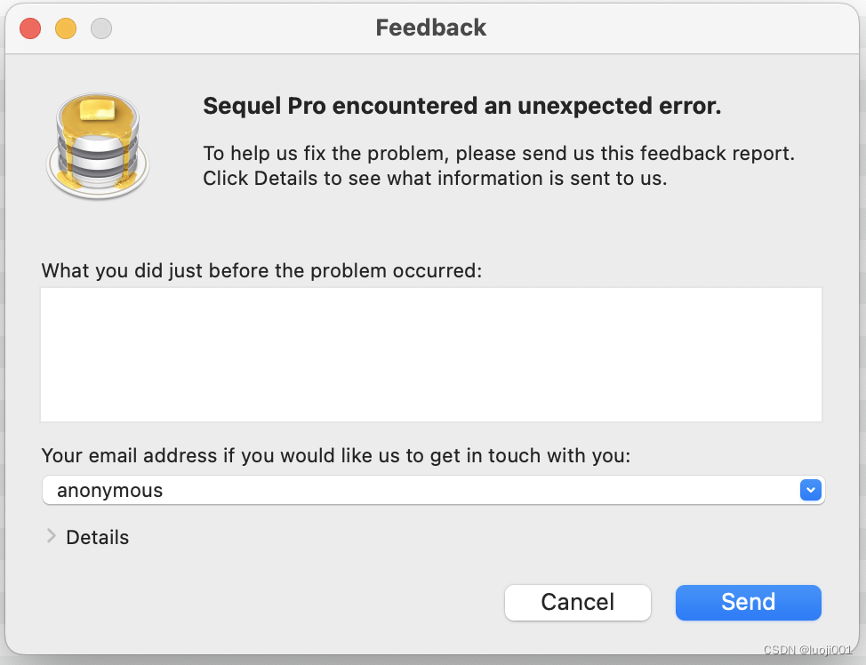 mac使用sequl的报错说明_sequel pro encountered an unexpected error-CSDN博客