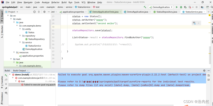 Springboot实体映射名称不一致导致启动spring项目初始化时执行test方法时候报错（此时控制台不会直接显示单元测试方法中的错误）spring Get请求与实体name不一致 Csdn博客