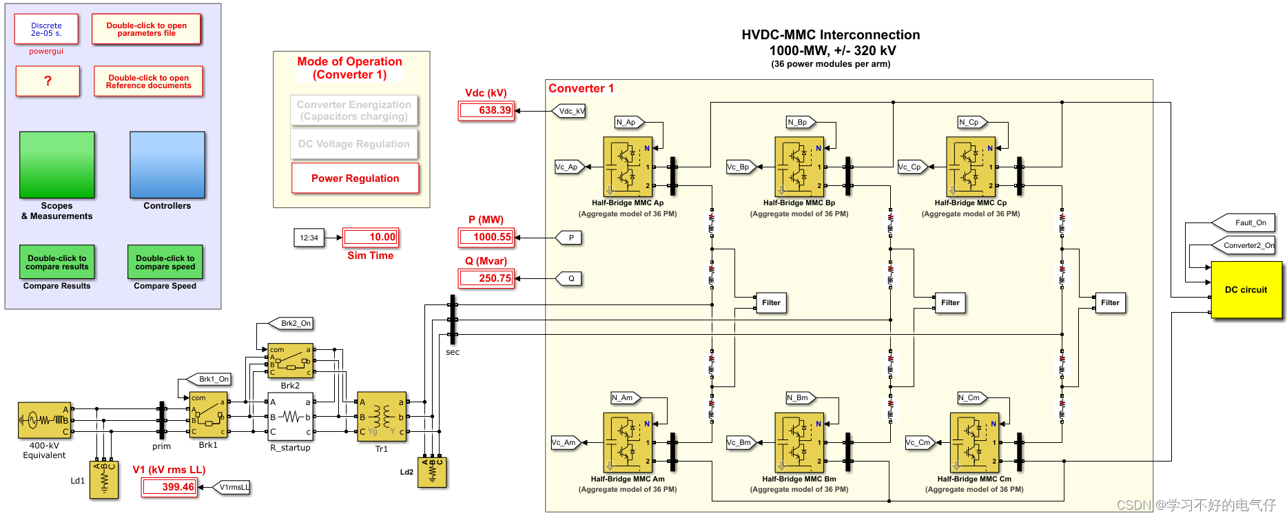 HVDC-MMC互连（1000MW，±320KV）使用聚合MMC模型进行优化的SPS模拟_dolwin5-CSDN博客